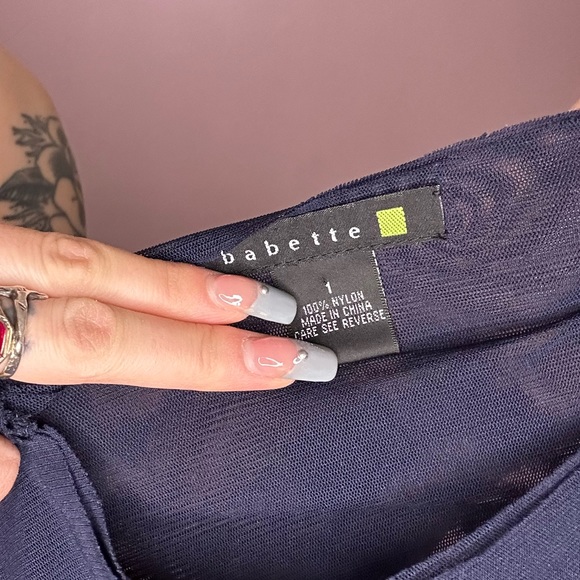 Tops | Vintage Y2k Early 200s Navy Mesh Long Sleeve | Poshmark